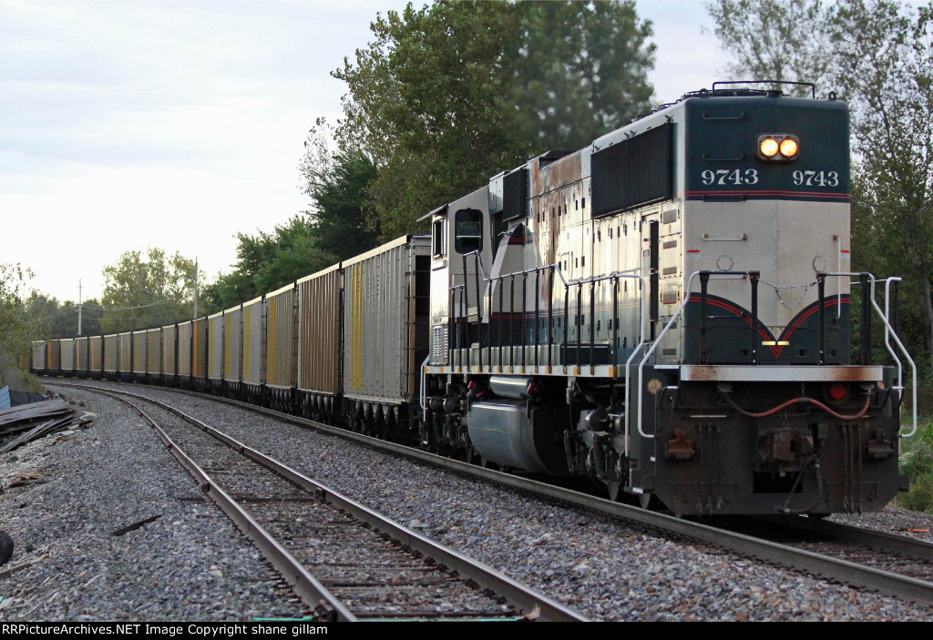 BNSF 9743 Works Dpu on a loaded coal train.